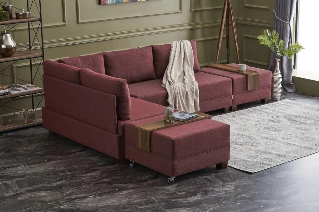 Designová rohová sedačka Ramesha 280 cm bordó - levá