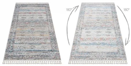 Moderní koberec BELLE BN25A béžový / modrý střapce velikost 160x220 cm | krásné koberce cz