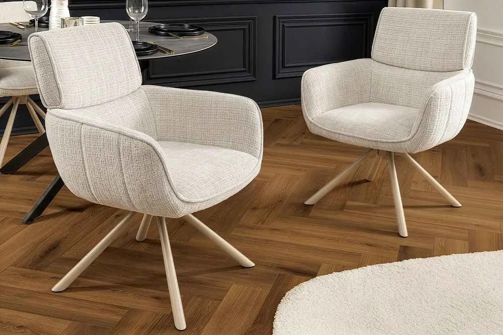 Designová otočná židle Parthenia šampaňská béžová
