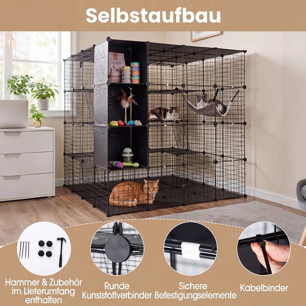 Costway Modulární klec pro kočky Skládací ohrádka pro kočky s ohrádkou