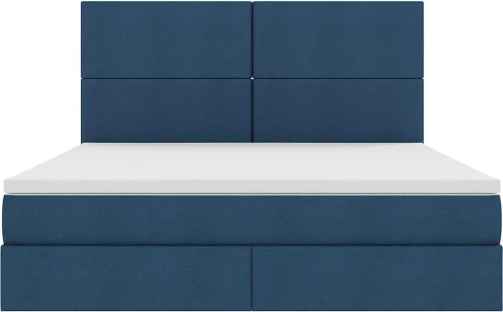 Postel s úložným prostorem a matrací Modrá 180 x 200 cm textil 3371738