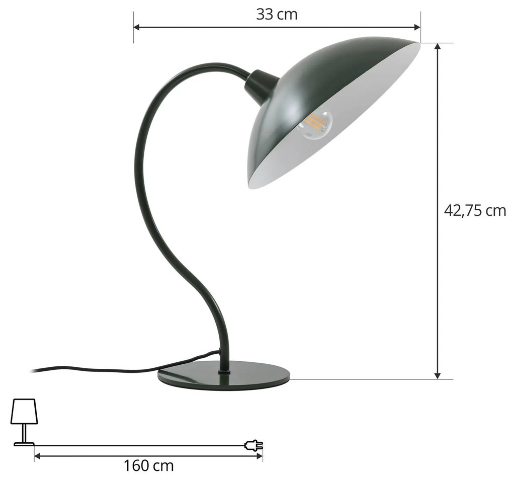 Kovová stolní lampa Lucande Arvadon, zelená