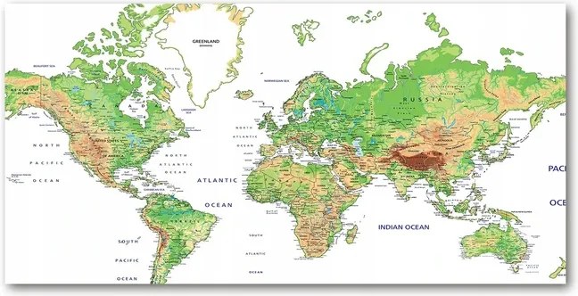 Foto obraz tvrzené sklo Mapa světa 140x70