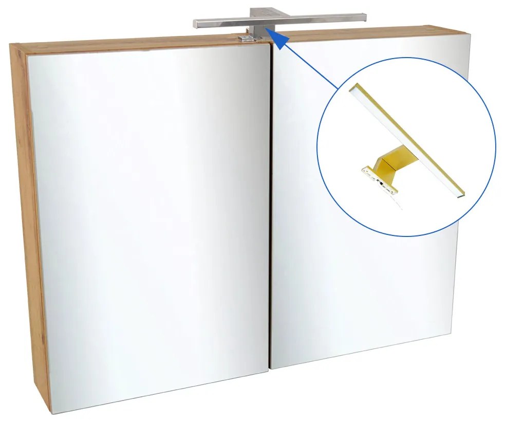 Comodo Zrcadlová skříňka Ideal OW 80 ZS LED-G s osvětlením Any LED 30 G, zlatá