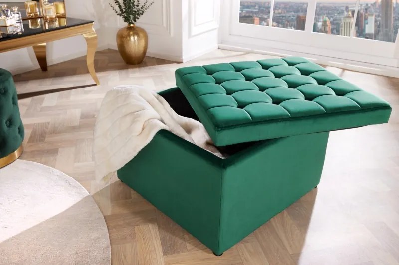 Noble Home Smaragdový sametový taburet Modern Barock 60 cm