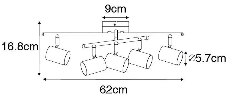 Moderní stropní svítidlo bílé 5-světlo nastavitelné čtvercové - Jeana
