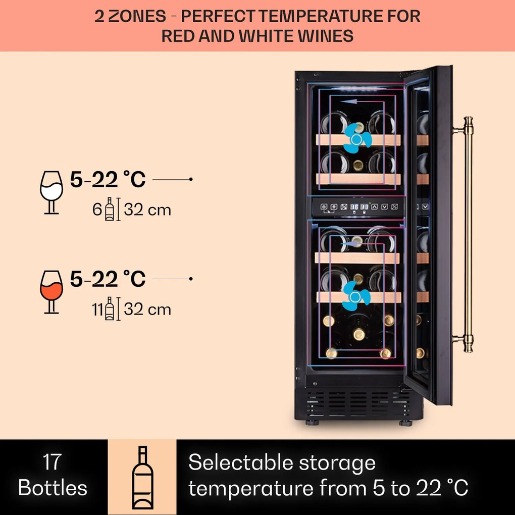 Vinovilla 17 Built-In Duo Vilhelmine Edition, vinotéka, 17 lahví, 3 barvy, skleněná dvířka