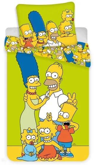 Jerry Fabrics povlečení bavlna Simpsons Family &quot;Green&quot; 140x200+70x90 cm