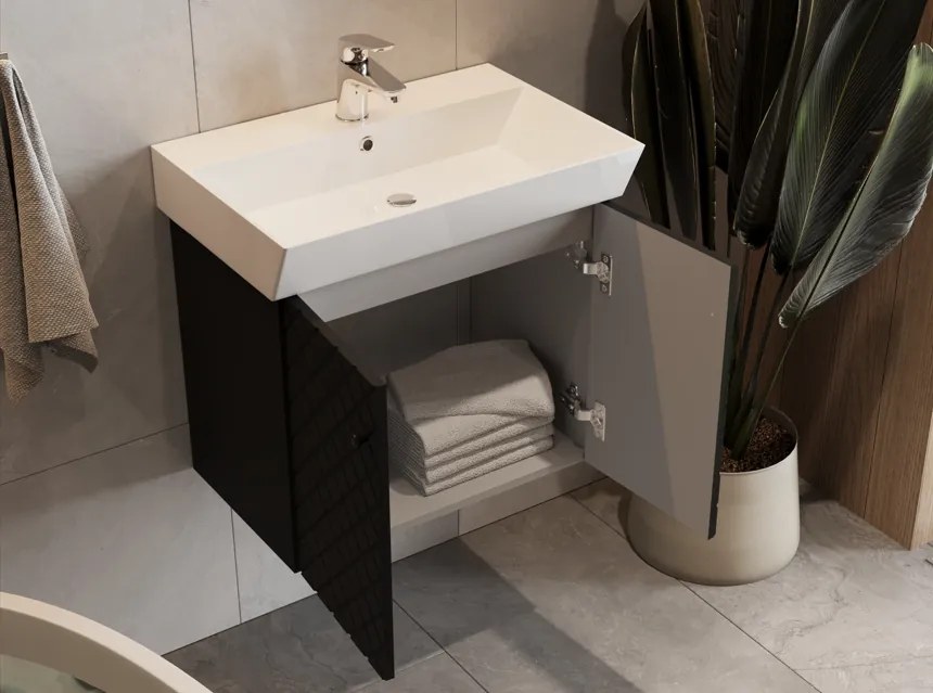 Kingsbath / Lavedo Tessera Black 60 koupelnová skříňka s umyvadlem