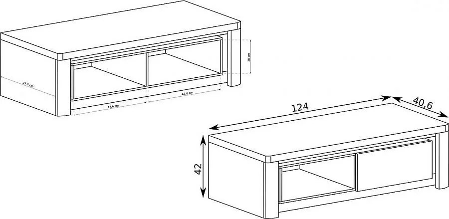 Casarredo - Komfort nábytek Televizní stolek LABRO s LED osvětlením, dub ribbeck/bílá lesk