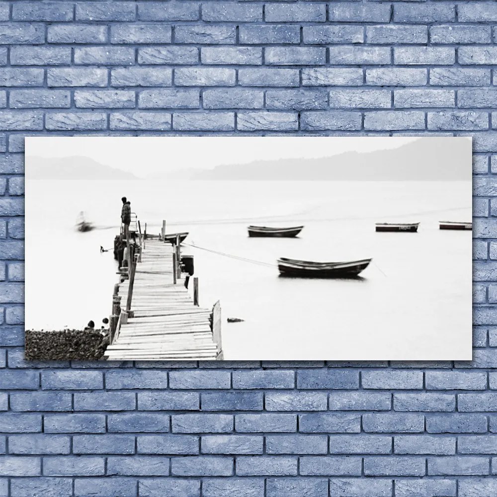 akrylový obraz Most Loďky Architektura 120x60 cm