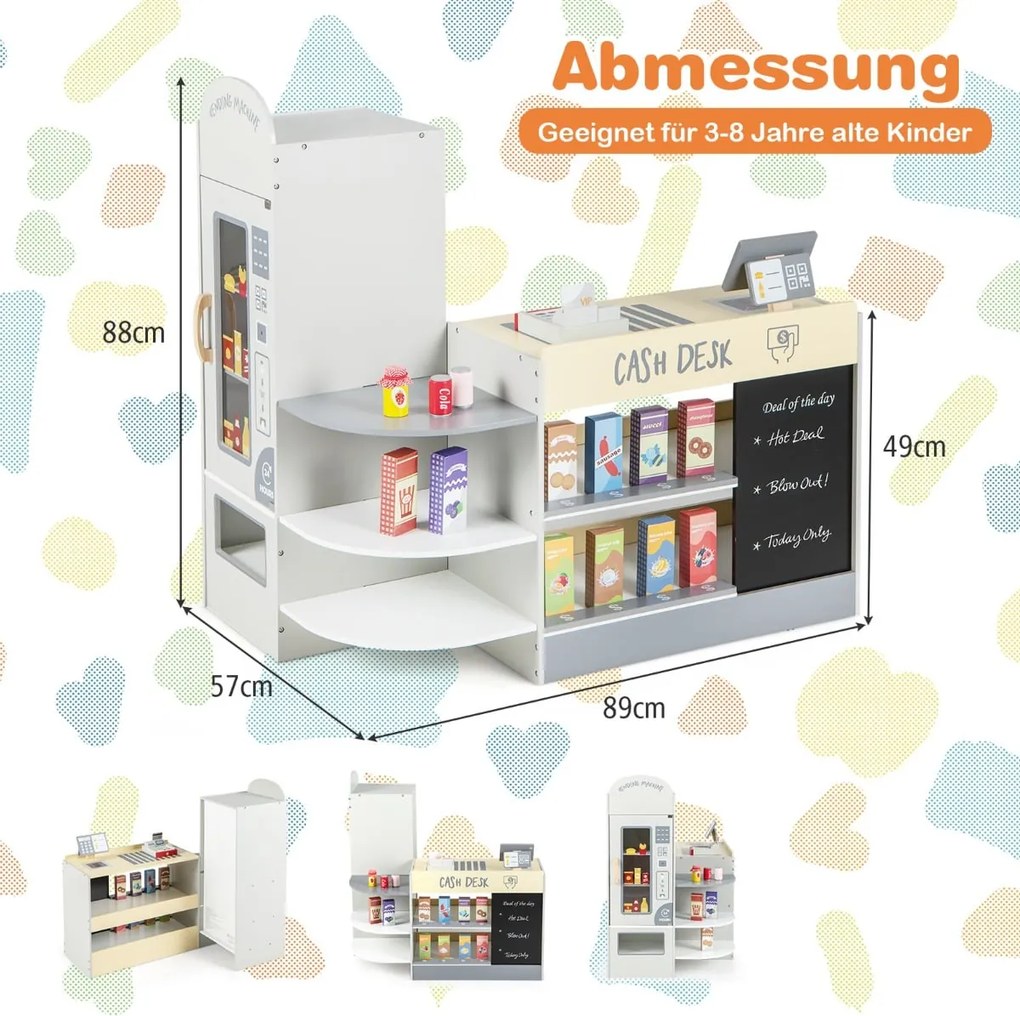 Costway Dětská herní sada pro supermarkety s pokladnou a POS automatem