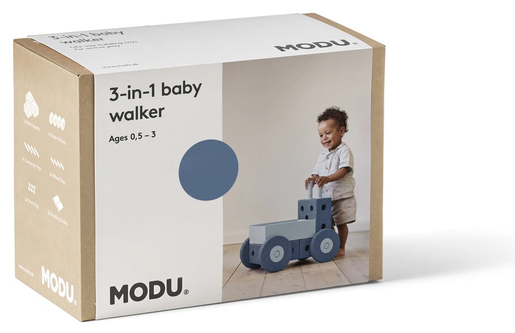 MODU Dětské chodítko Baby Walker 3 v 1 Deep Blue / Sky Blue
