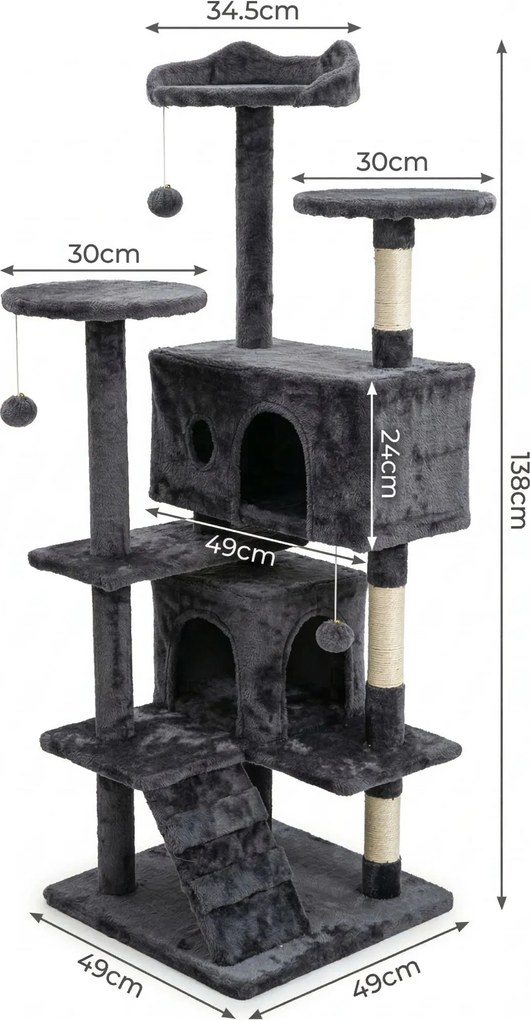 Škrabadlo pro kočky Hawaj 138 x 49 cm tmavě šedá