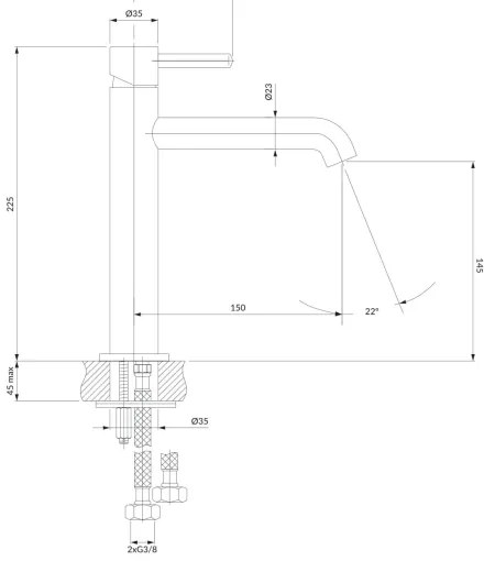 OMNIRES Y1212CCR - Umyvadlová baterie Y 22,5 cm lesklý chrom