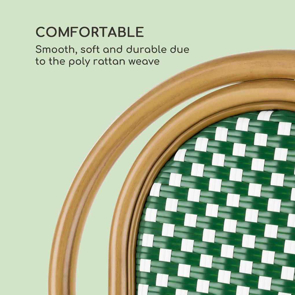 Montpellier GR, židle, možnost ukládat židle na sebe, hliníkový rám, polyratan, zelená