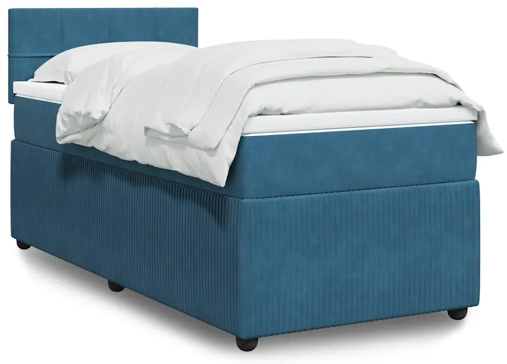 Box spring postel s matrací modrá 80 x 200 cm samet 3289894