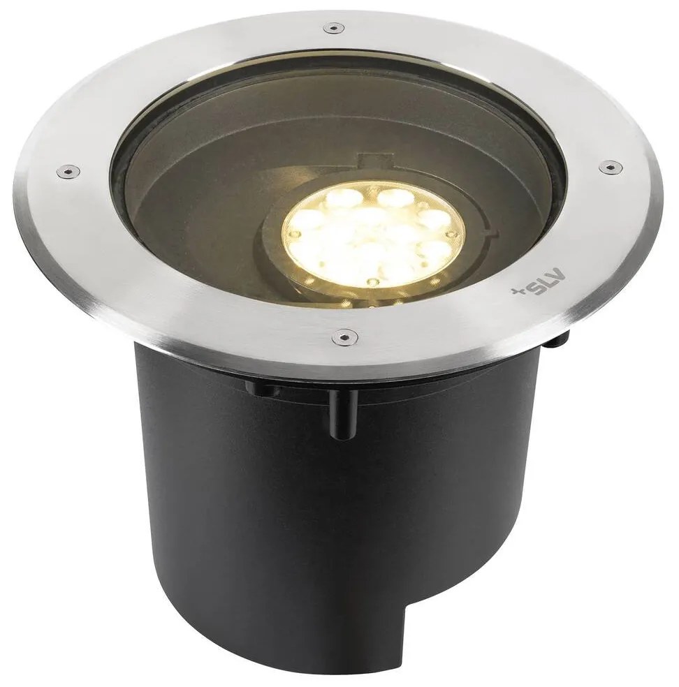 LA 1009170 DASAR® XL svítidlo do země, asymetrické, 3000K, 70°/40°, IP65/IP67, kulaté, nerezová ocel / černá - BIG WHITE (SLV)
