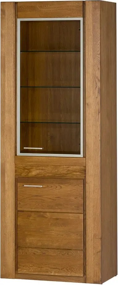 Vitrína Velvet II 11 75 cm z masivu pravá s LED osvětlením dub Rustikal