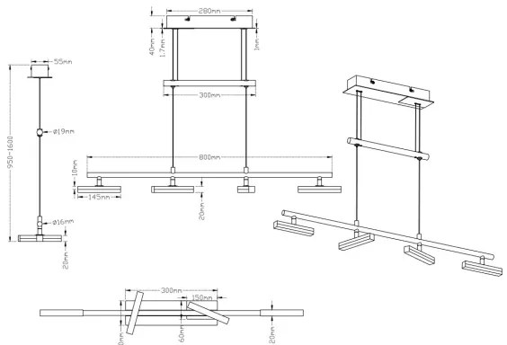 Trio - LED Stmívatelný lustr na lanku OPIUM 4xLED/4,5W/230V