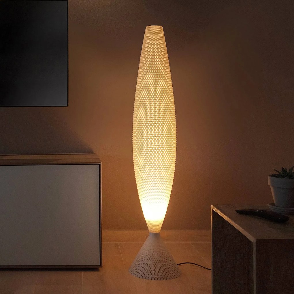 Stojací lampa Diamant z biomateriálu, linen, 115cm