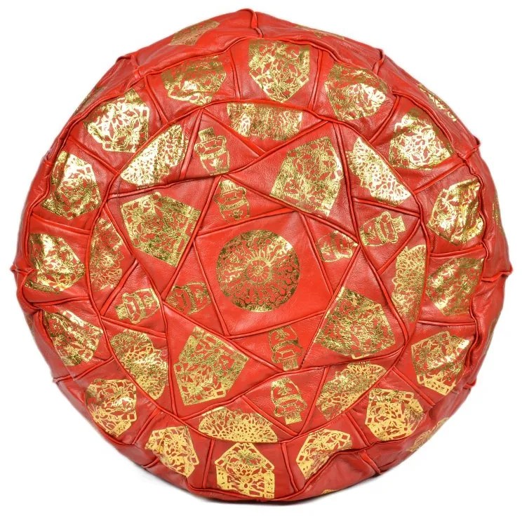 Taburet červený s ornamenty
