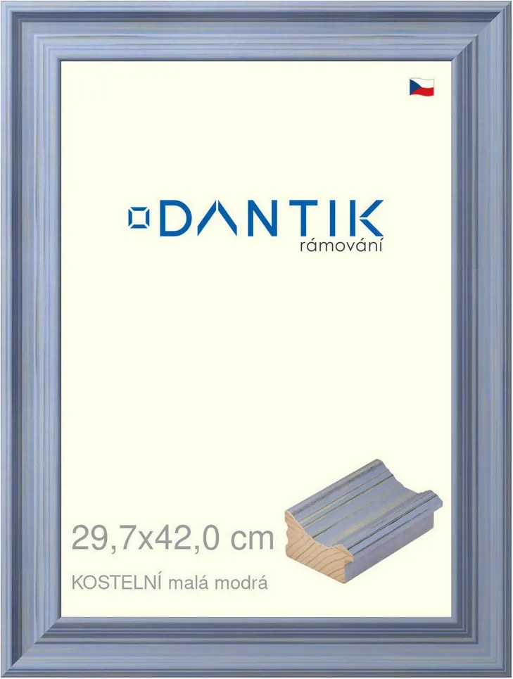 DANTIK rámeček 29,7x42 | KOSTELNÍ malá modrá (Plexi Čiré)