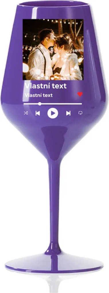 Personalizovaná nerozbitná sklenice s motivem přehrávače