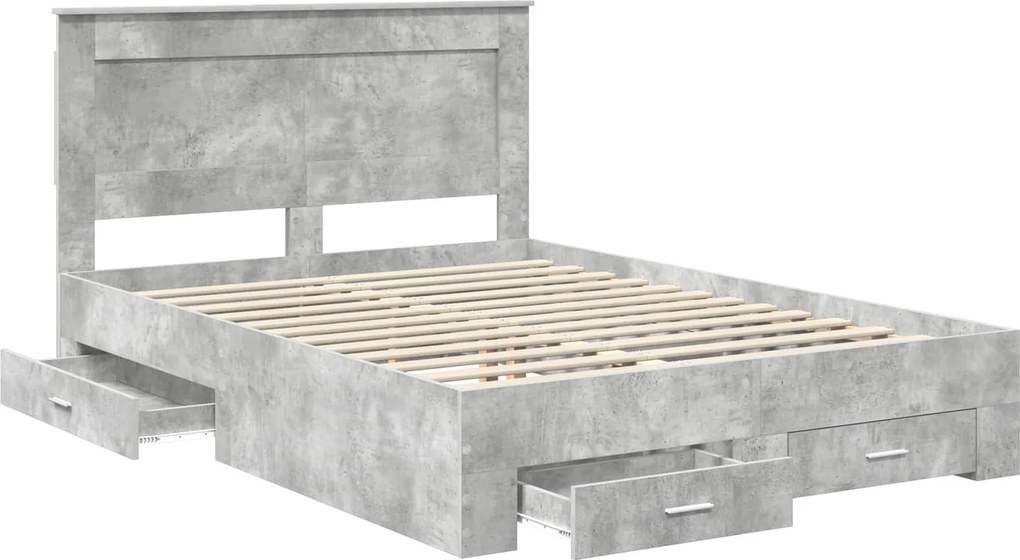 Rám postele s čelo Betonově šedá 160 x 200 cm Kompozitní dřevo 3410300