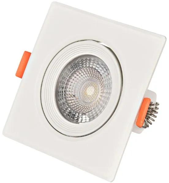 Prémiové výklopné podhledové bodové LED svítidlo 7W 677lm, teplá, čtverec, 10cm, 3 roky