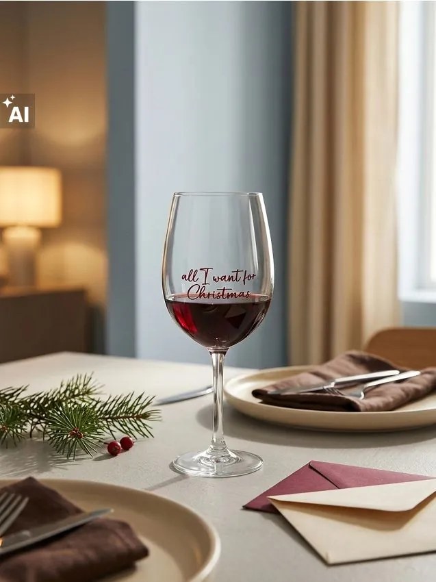Sinsay - Vánoční sklenice s nápisem all I want for Christmas - clear
