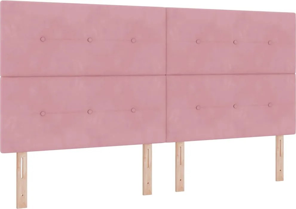 Postel s boxspringem s čelo Růžová 200 x 200 cm samet 3339859