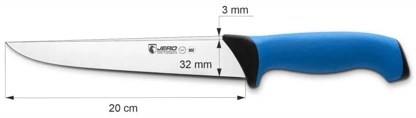 KOLIMAX Kuchyňský nůž JERO 20 cm/32 mm, rukojeť z modrého a černého elastomeru