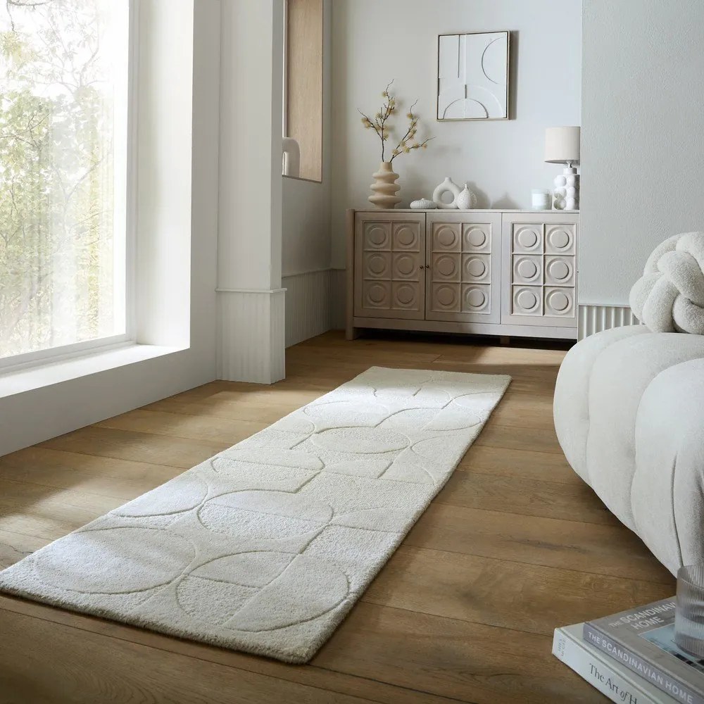 Slonovinový ručně tkaný vlněný běhoun 60x230 cm Gigi – Flair Rugs