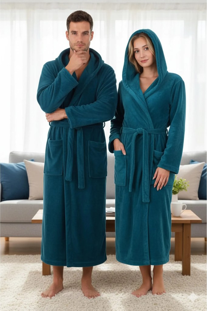 Unisex Petrolejový Župan s Kapucí Siena - Model 31 56 6430 - M
