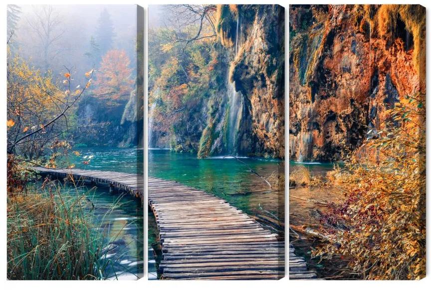 Vícedílný obraz Národní Park Plitvická Jezera Nedostatek Nedostatek Přírodní plátno 120x80