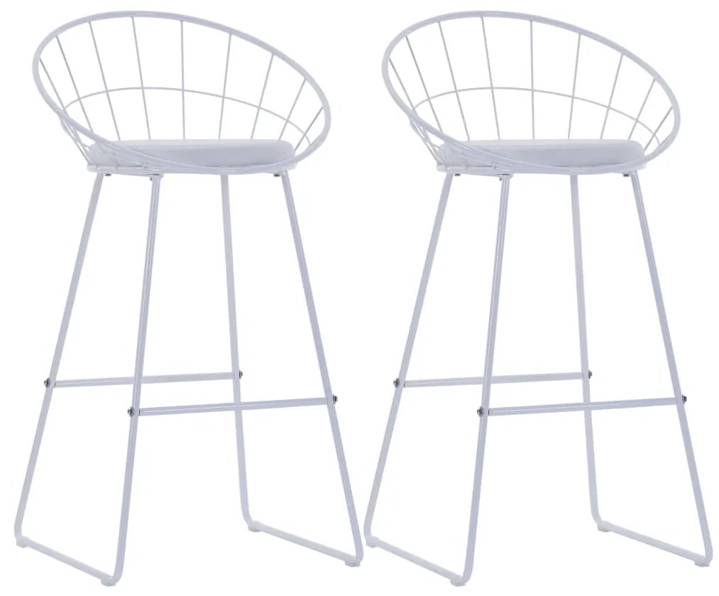 247277 vidaXL Barové židle se sedáky z umělé kůže 2 ks bílé ocelové