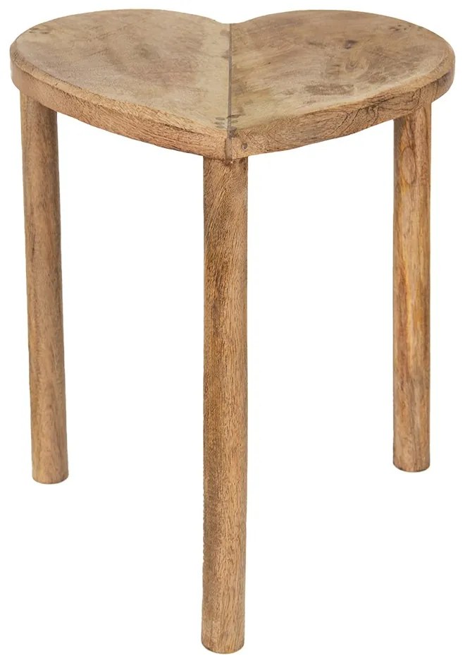 Příruční dřevěný dekorační stolek ve tvaru srdce Heartimé - 39*34*40 cm