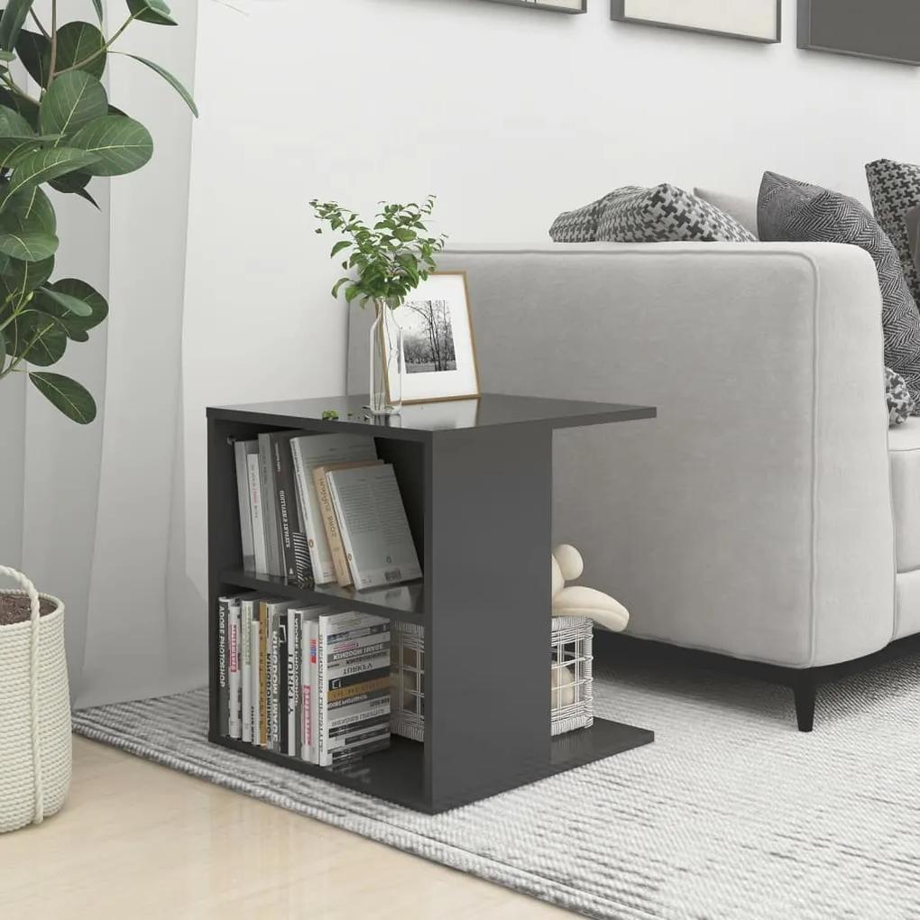 vidaXL Odkládací stolek 45 x 45 x 48 cm dřevotříska [806809] Barva: šedá s vysokým leskem