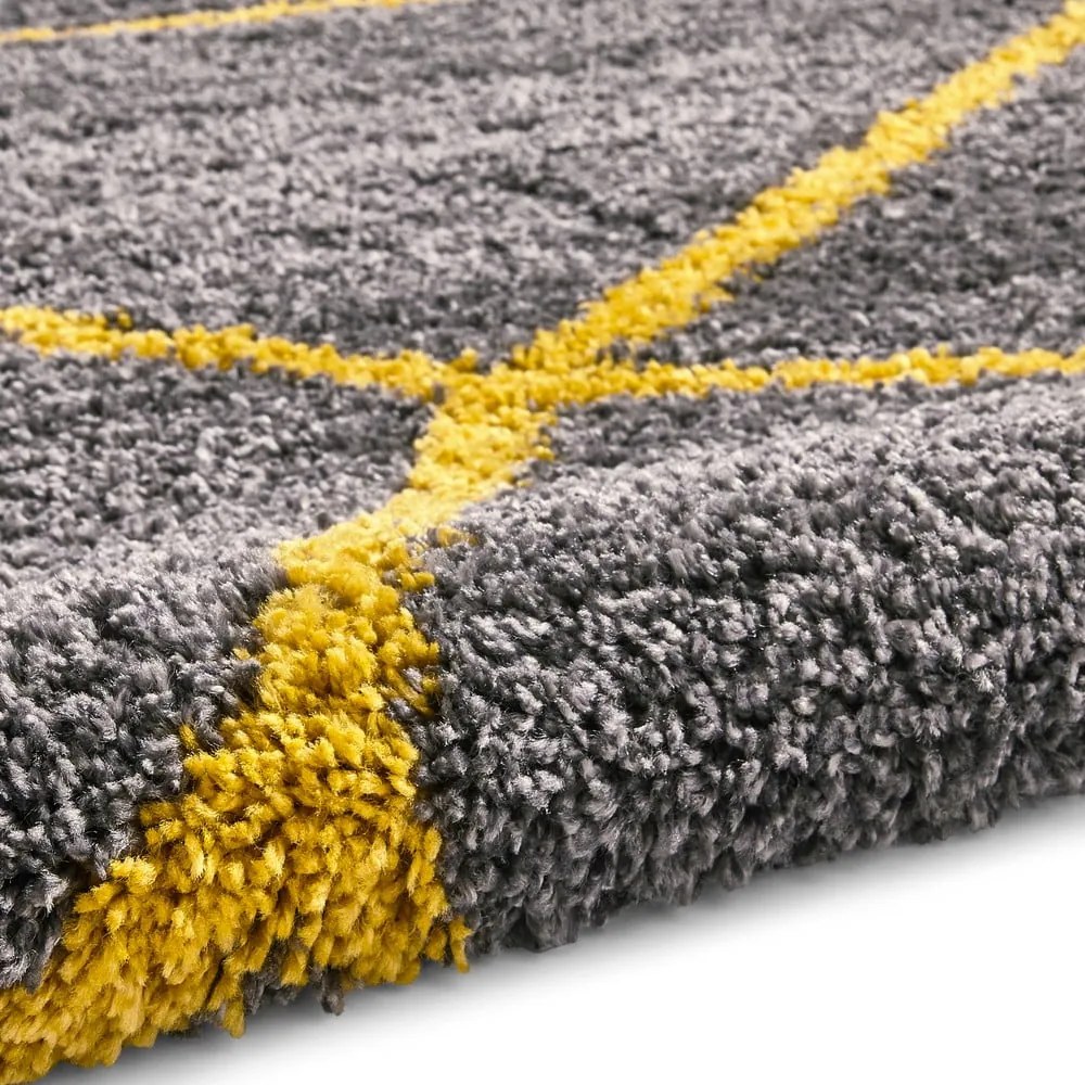 Šedo-žlutý koberec Think Rugs Royal Nomadic Grey & Yellow, 120 x 170 cm