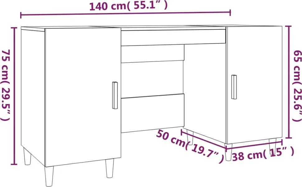 vidaXL Psací stůl 140 x 50 x 75 cm kompozitní dřevo [812762] Barva: hnědý dub