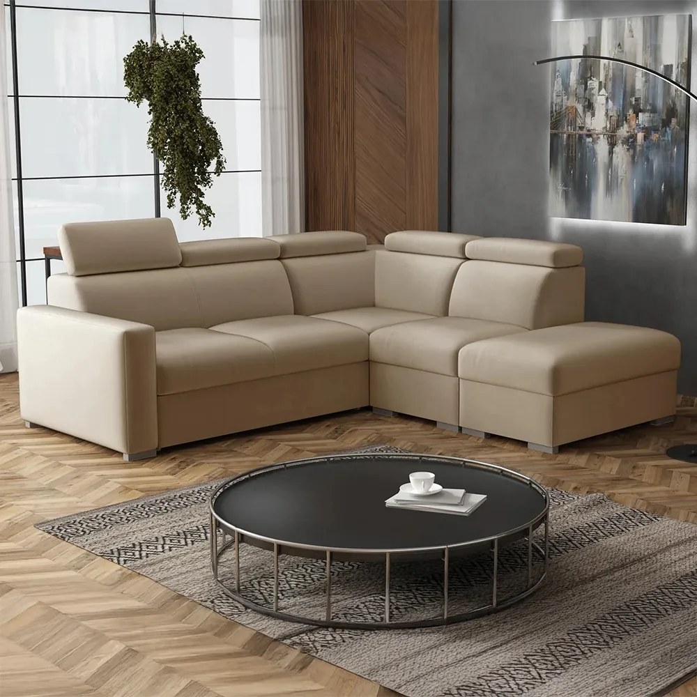 Sedací souprava PEDRO L | 250x230 cm | rozkládací + 2x úložný prostor | polohovatelné záhlavníky | VÝBĚR TKANIN