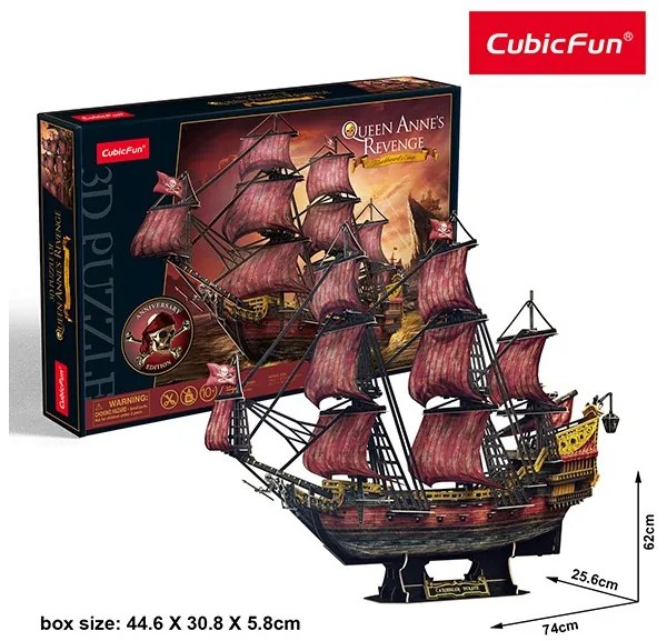 CubicFun - Puzzle 3D Plachetnice Queen Anne's Revenge 391 dílků