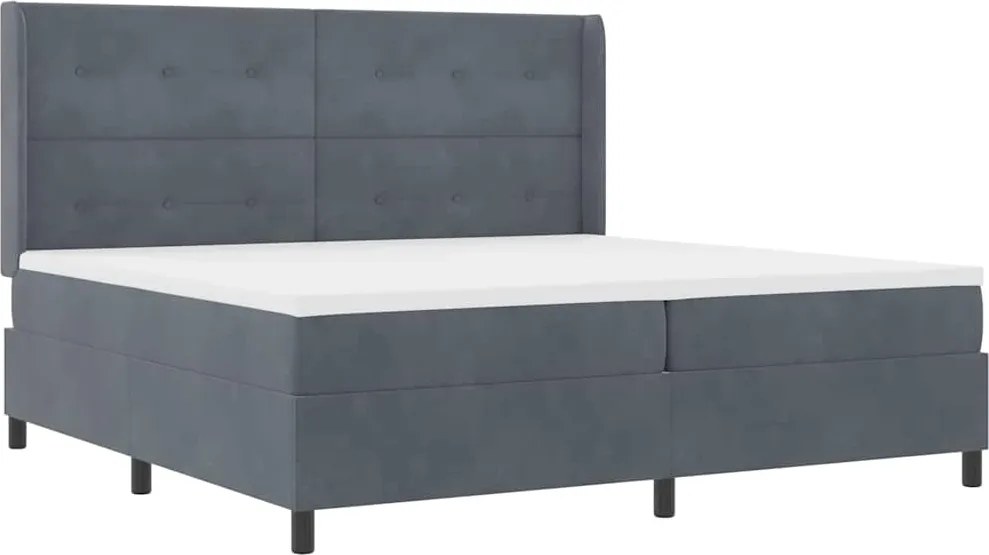 Postel s boxspringem s čelo Tmavě šedá 200 x 200 cm samet 3342027