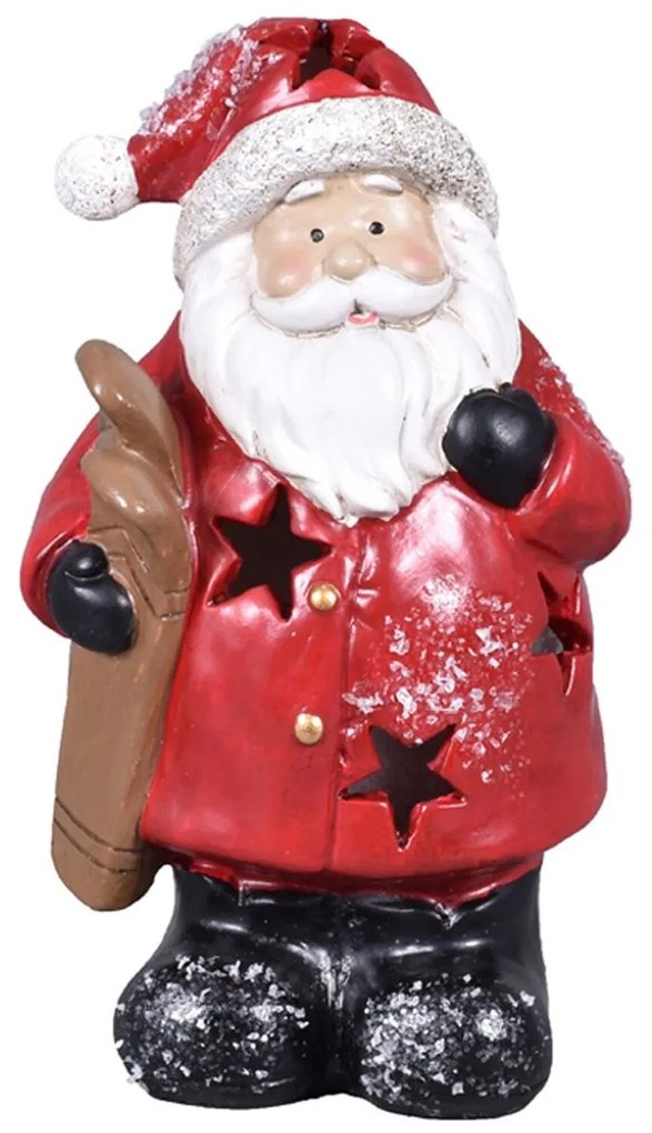 LED světelná dekorace Santa Claus na lyžích, výška: 16 cm