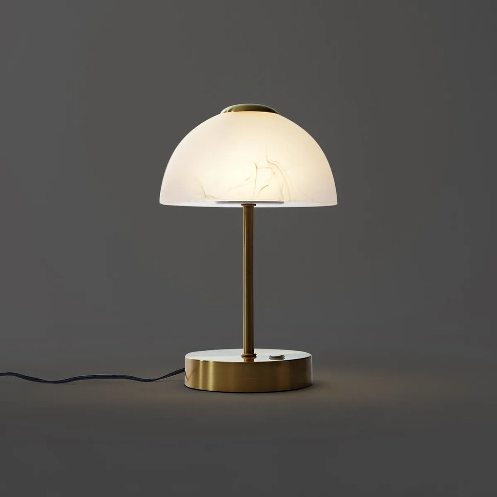 Designová stolní lampa zlatá s opálovým sklem vč. LED stmívatelná - Joya