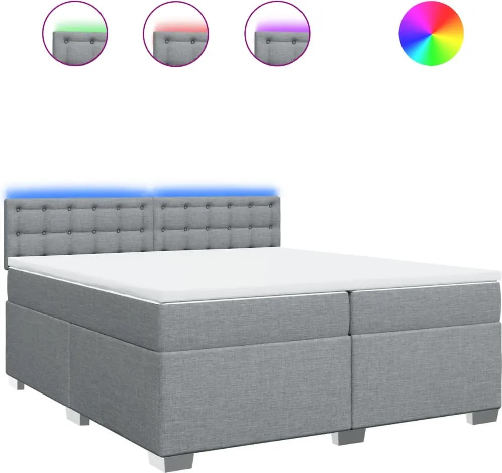 Box spring postel s matrací světle šedá 200 x 200 cm textil 3288309