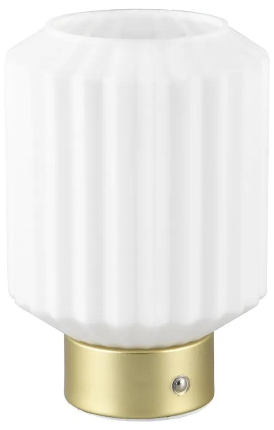 Stmívatelná LED stolní lampa v bílé a zlaté barvě se skleněným stínidlem (výška 19,5 cm) Lord – Trio