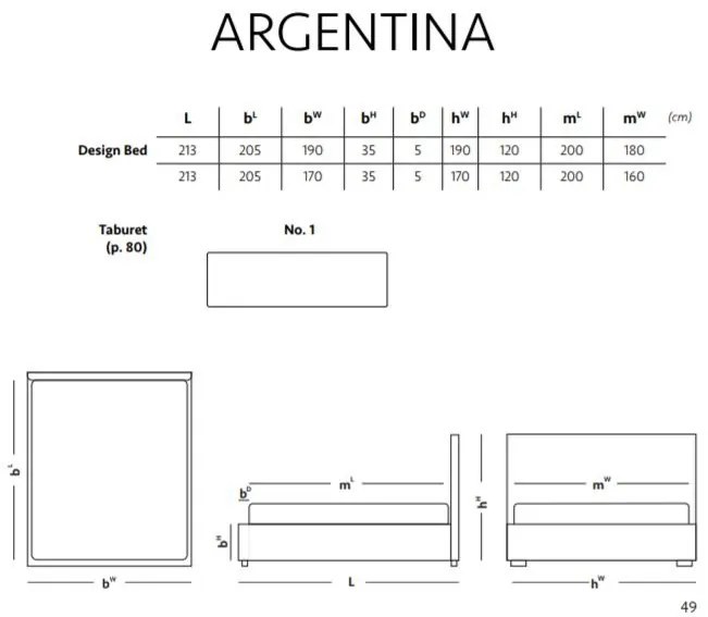 Materasso Postel čalouněná ARGENTINA - bočnice ROZMĚR: 160 x 200 cm