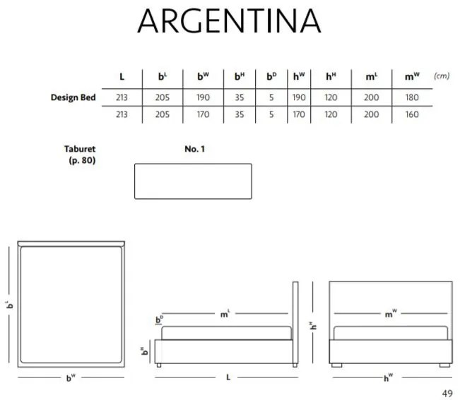 Materasso Postel čalouněná ARGENTINA - bočnice ROZMĚR: 200 x 200 cm
